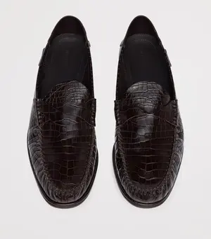 TOM FORD Croc-embossed Leather Penny Loafers