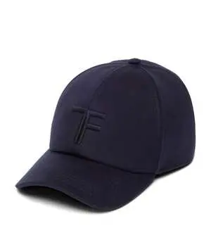 TOM FORD Cashmere Baseball Cap With Embroidered Logo - Blue