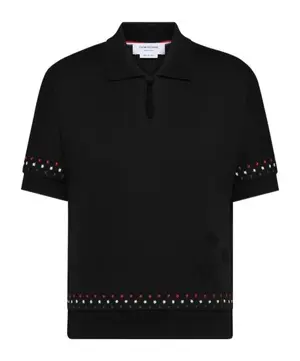 Thom Browne Snowflake-embroidery Polo Top