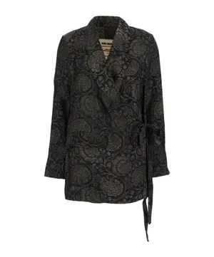 UMA WANG Long-sleeved Printed Jacket With Side Ties