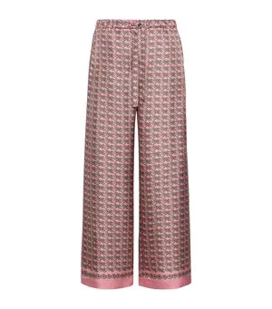 Max Mara Silk Bicycle Print Wide-leg Trousers