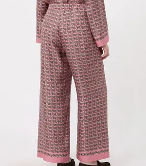 Max Mara Silk Bicycle Print Wide-leg Trousers