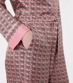 Max Mara Silk Bicycle Print Wide-leg Trousers