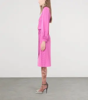 Valentino Garavani Silk Jacquard Stripe Midi Dress - Pink