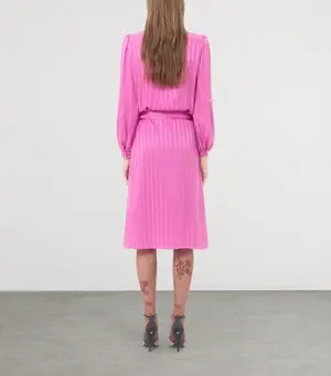 Valentino Garavani Silk Jacquard Stripe Midi Dress - Pink