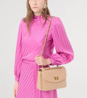 Valentino Garavani Silk Jacquard Stripe Midi Dress - Pink