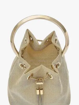 JIMMY CHOO Bon Bon Metallic Mesh Bucket Bag