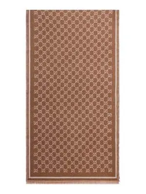 Gucci Double Side Gg Wool Scarf - Brown