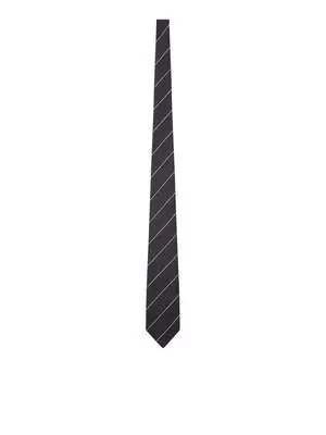 TOM FORD Silk Neck Tie With Geometric Pattern - Black