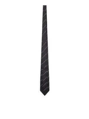 TOM FORD Silk Neck Tie With Geometric Pattern - Black