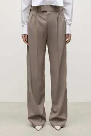 Victoria Beckham VICTORIA BECKHAM Wool & Mohair Blend Trousers Beige