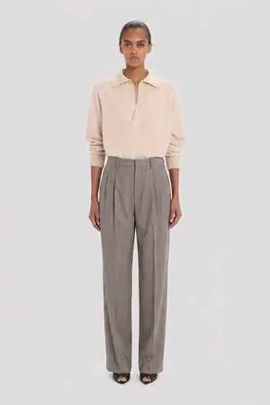Victoria Beckham Pleated Wide-leg Wool And Mohair Blend Trousers