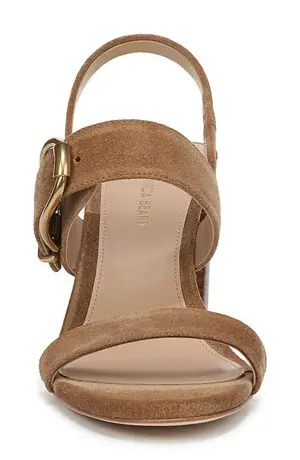 Veronica Beard Gaela Slingback Sandal With Buckle And Stacked Heel - Chestnut