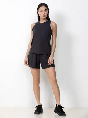 SINGLE STITCH Lightweight Tank And Short Set - Heather Black