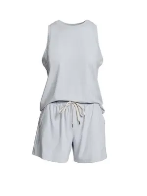 SINGLE STITCH Lightweight Tank And Short Set - Heather Black