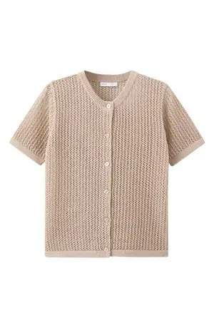 Mango Openwork Short Sleeve Cardigan