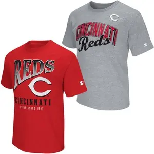 STARTER Heather Gray Cincinnati S Two-pack T-shirt Set - Red