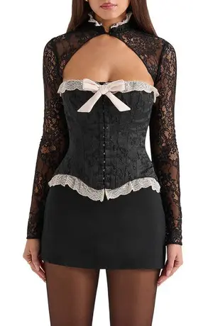 House Of Cb Perdita Corset Top & Bolero Set - Black