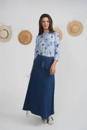 MAXMRKT Knife Pleated Maxi Skirt In 100% Rayon - Stone