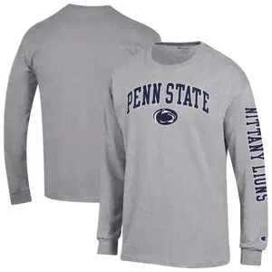 Champion Penn State Nittany Lions Arch Over Logo 2-hit Long Sleeve T-shirt - Heather Gray