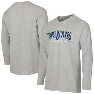 CONCEPTS SPORT Minnesota Timberwolves Hawthorn Thermal Knit Long Sleeve Henley T-shirt - Gray