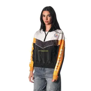 THE WILD COLLECTIVE Pittsburgh Steelers 1/4 Zip Track Jacket - Black