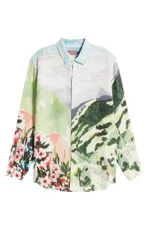 Desmond & Dempsey Landscape Linen Pajama Button-up Shirt