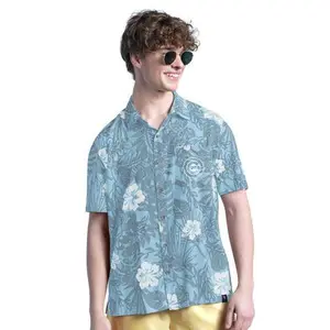 MARGARITAVILLE Chicago Cubs Palm Shade Party Button-up Shirt - Blue