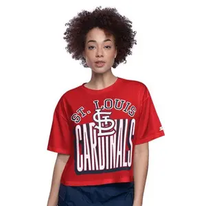 STARTER St. Louis Cardinals Play The Ball Boxy Cropped T-shirt - Red