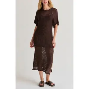 CRESCENT Netted Knit Dress - Brown