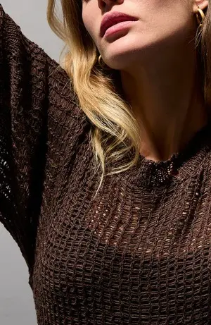 CRESCENT Netted Knit Dress - Brown