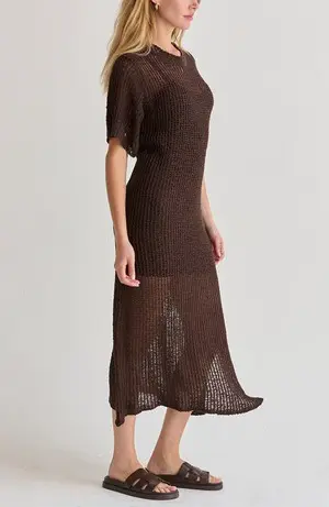 CRESCENT Netted Knit Dress - Brown