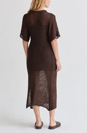 CRESCENT Netted Knit Dress - Brown