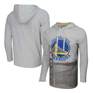 STADIUM ESSENTIALS Golden State Warriors Atrium Raglan Long Sleeve Hoodie T-shirt - Heather Gray