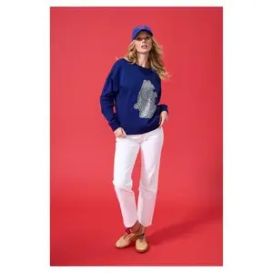 Terez Chicago Cubs Oversized Gemstone Logo Sweatshirt