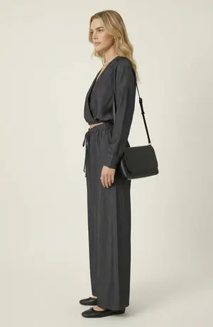 MODENAIRE Relaxed Wide-leg Lounge Set With Collared Top