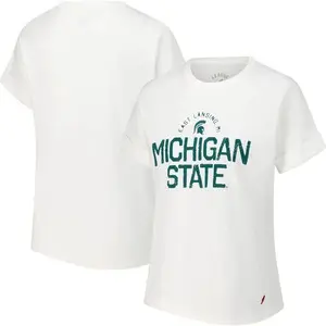 LEAGUE COLLEGIATE WEAR Michigan State Spartans Slub Rolled Cuff T-shirt - White