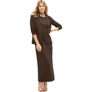 JESSICA LONDON Maxi Jacket Dress Set - Chocolate