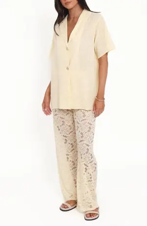 PETAL & PUP Woven Shirt And Lace Pants Set