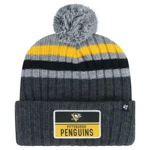 '47 Pittsburgh Penguins Stack Patch Cuffed Knit Hat With Pom - Gray