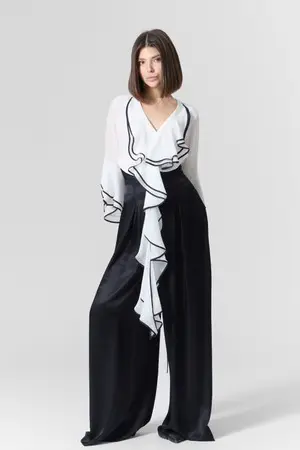 LE FAFO Ruffles Blouse & Pants Set