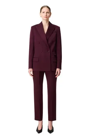 Another Tomorrow Relaxed Double Breasted Jacket - Plum