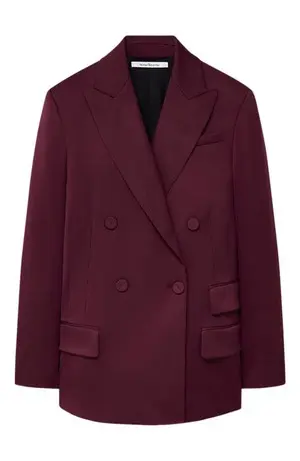 Another Tomorrow Relaxed Double Breasted Jacket - Plum