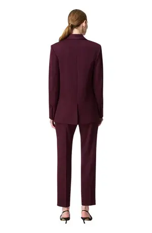 Another Tomorrow Relaxed Double Breasted Jacket - Plum