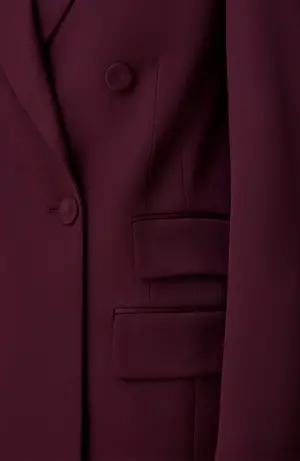 Another Tomorrow Relaxed Double Breasted Jacket - Plum