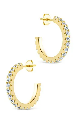 Sterling Forever Cubic Zirconia Pave Hoop Earrings