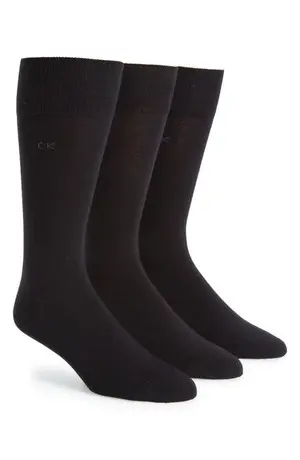 Calvin Klein Assorted Crew Socks 3 Pack - Black