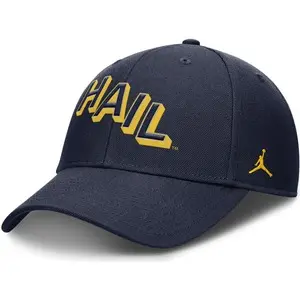JORDAN BRAND Michigan Wolverines Slanted Primetime Rise Performance Adjustable Hat - Navy