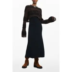 Desigual Crop Sweater & Sleeveless Midi Dress - Black