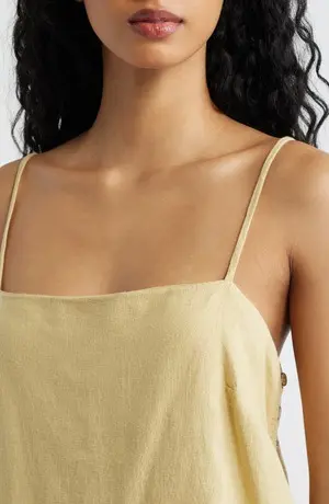 Free People Linen-blend Square Neck Top And Wide Leg Pants Set - Pampas